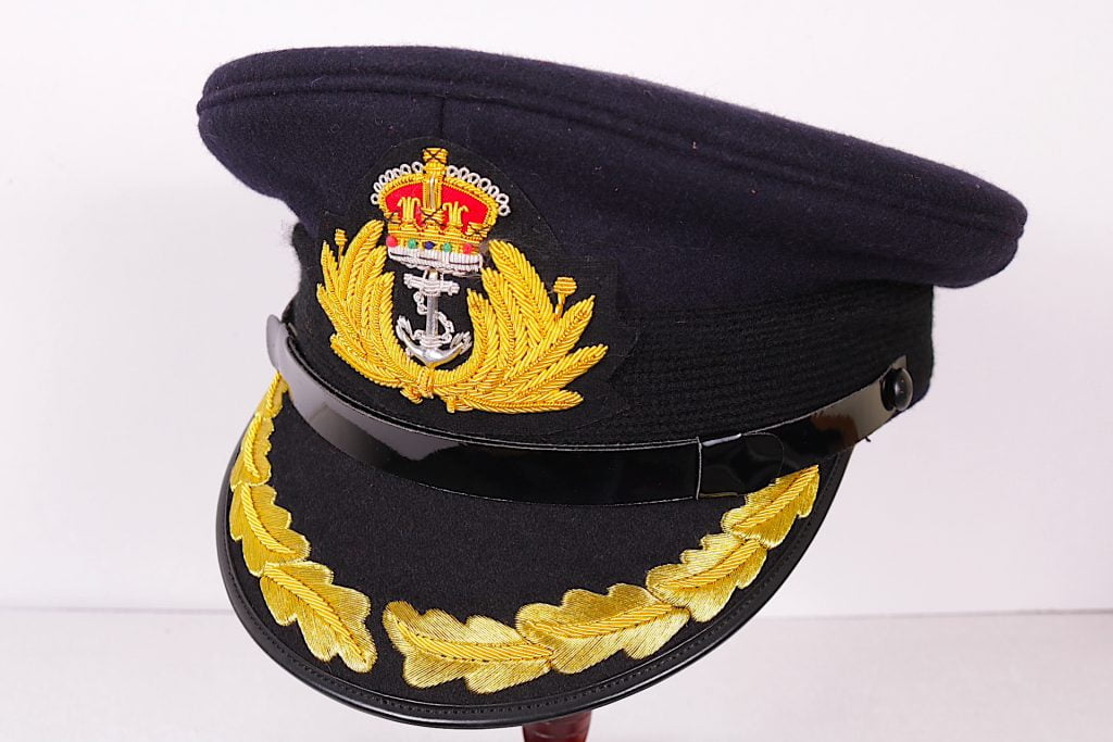 WW2 BRITISH NAVY OFFICER VISOR HAT GOLD BRAID CAP MILITARY 59cm LGE ...